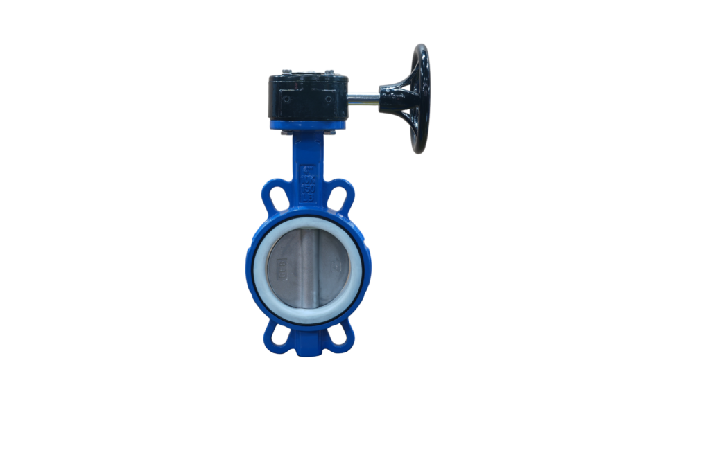 SS304 Disc PTFE Seat Wafer Butterfly Valve with Worm Gear Operation Tfw ...