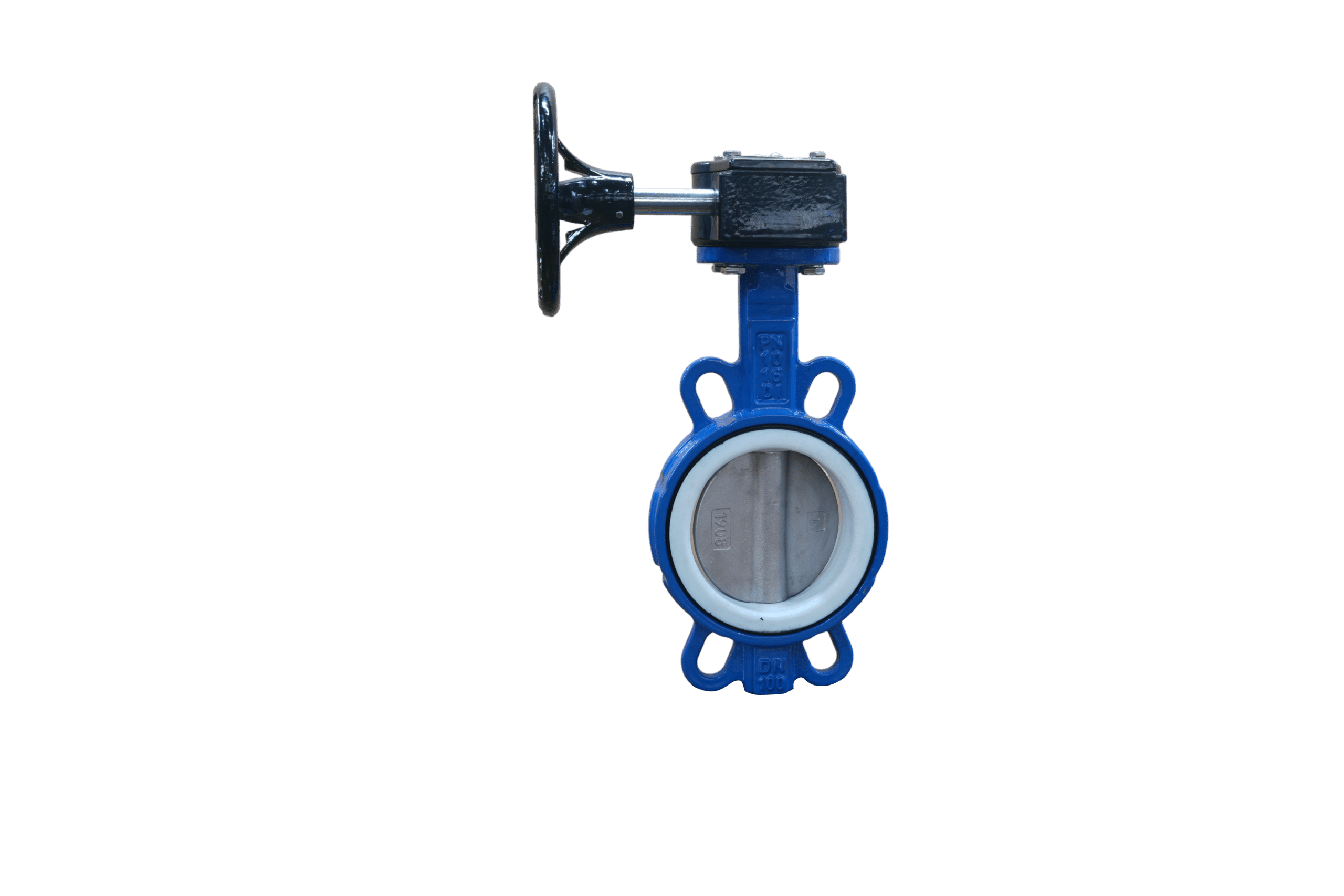 SS304 Disc PTFE Seat Wafer Butterfly Valve with Worm Gear Operation Tfw ...