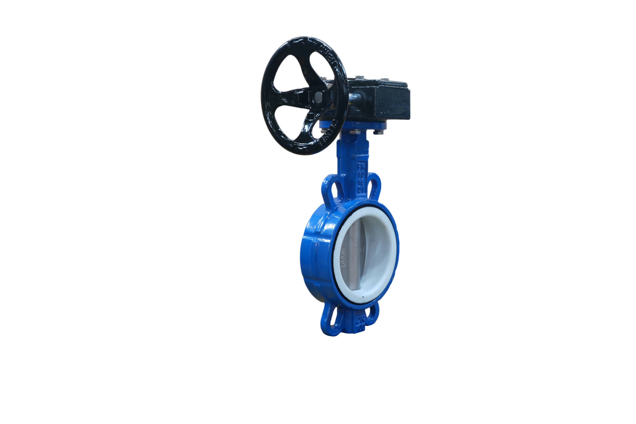 SS304 Disc PTFE Seat Wafer Butterfly Valve with Worm Gear Operation Tfw ...